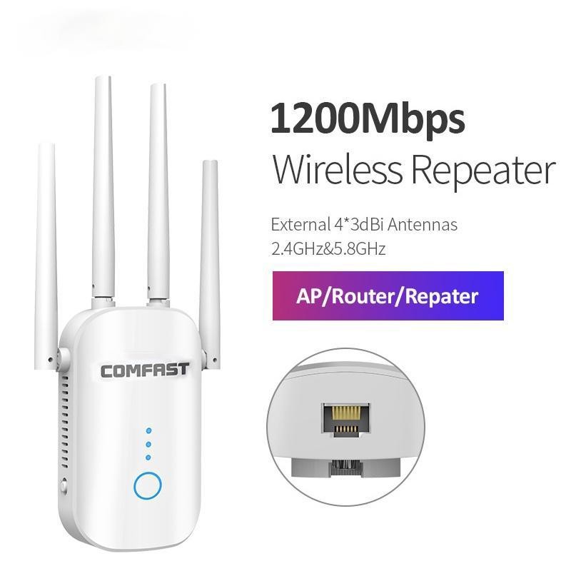 1200Mbps Powerful Wifi Repeater 2.4G/5GHz Long Range Wifi Extender 802.11ac